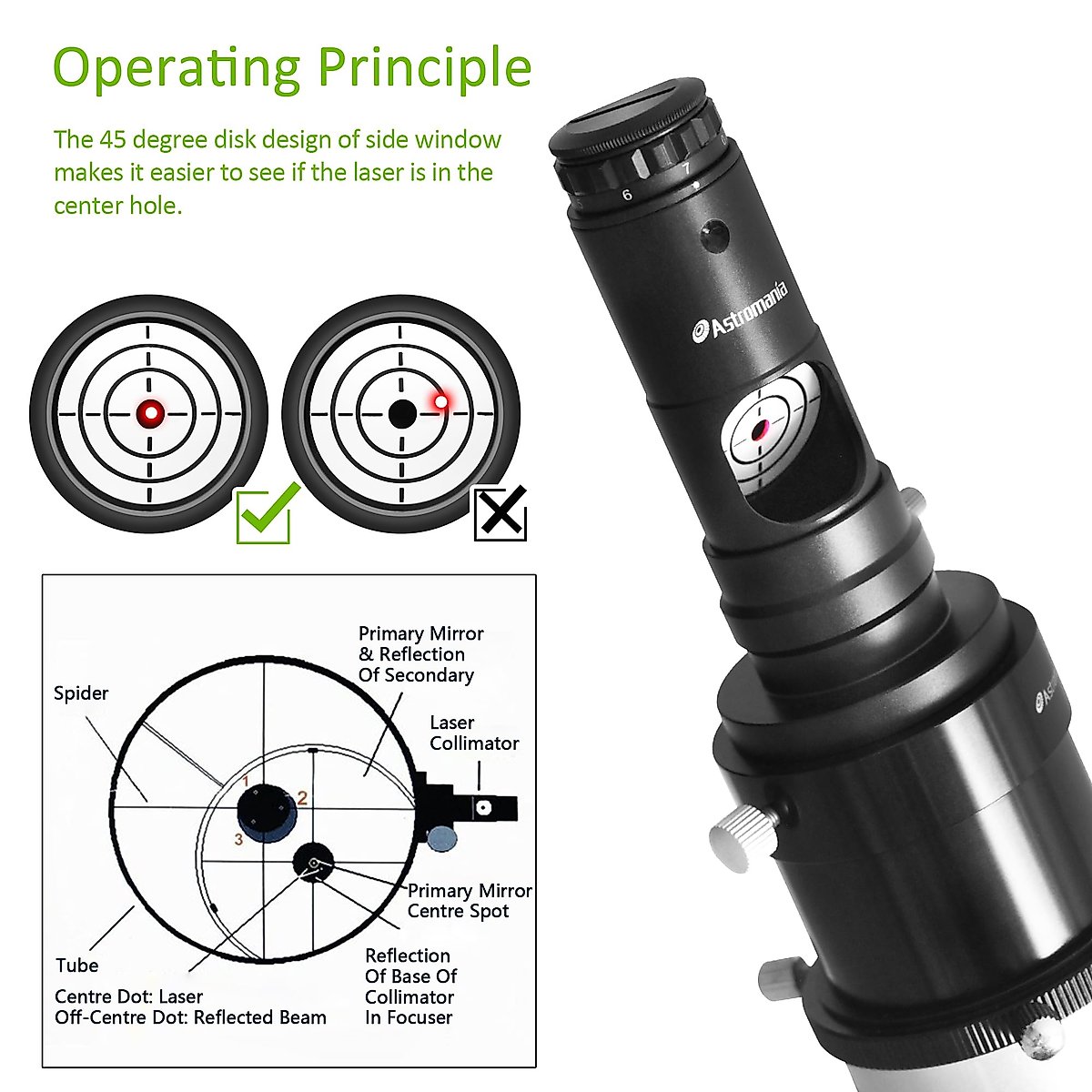 Astromania Alignment 1.25" Next Generation Laser Collimator 2" Adaptor for Newtonian Telescopes