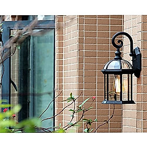 TILBEA Outdoor Wall Lantern Light Clear Waterproof House Lighting Aluminum Cast Sconce Fixture Wall Mount Anti-Rust Matte Black Wall Lamp for House Porch Entryway Garage Doorway