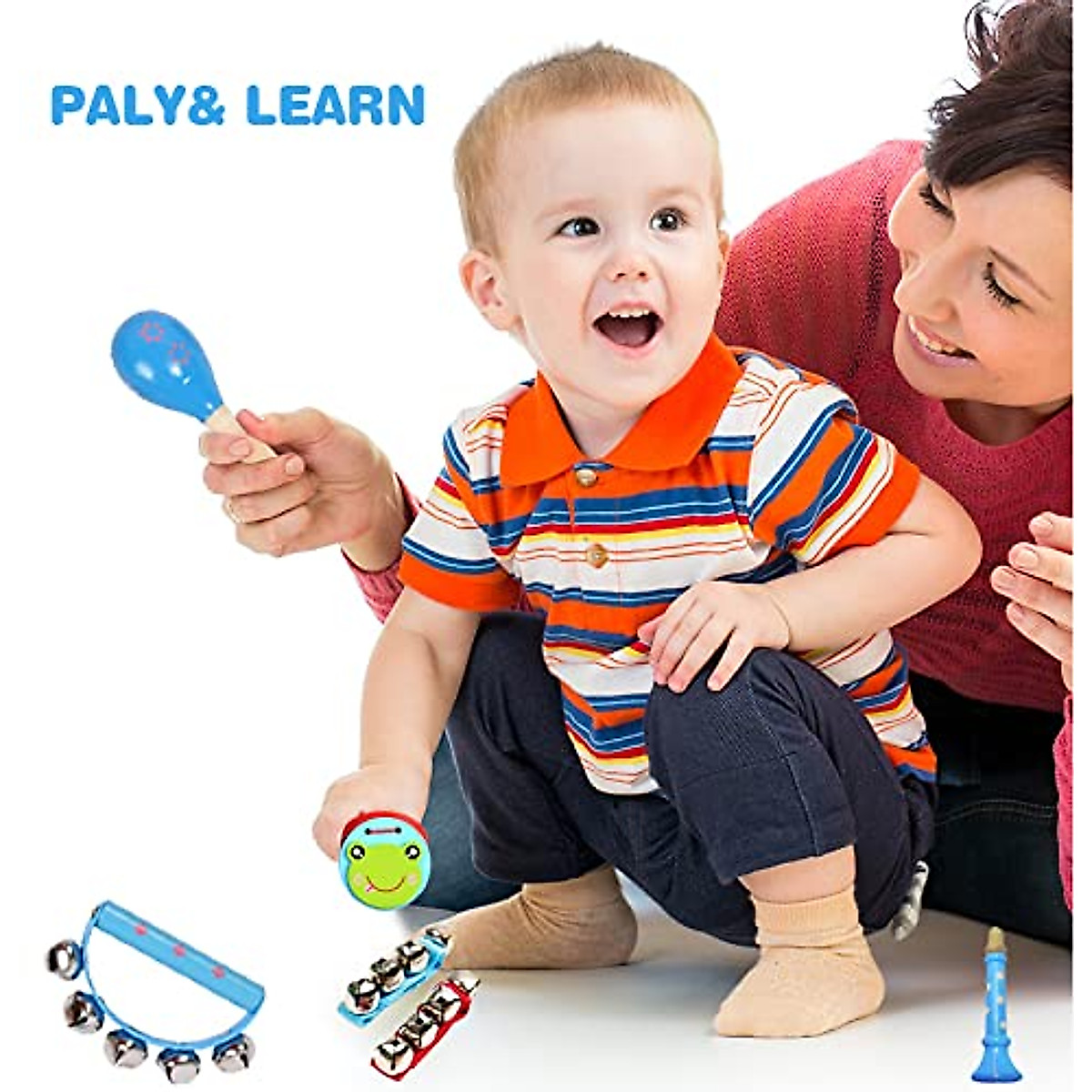 Kids Musical Instruments Sets, 12pcs Wooden Percussion Instruments Toys Tambourine Xylophone for Kids Playing Preschool Education, Early Learning Musical Toys for Boys and Girls Gift