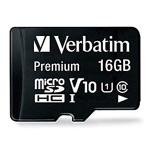 Verbatim 16GB Premium microSDHC Memory Card with Adapter, UHS-I V10 U1 Class 10, Black (44082)