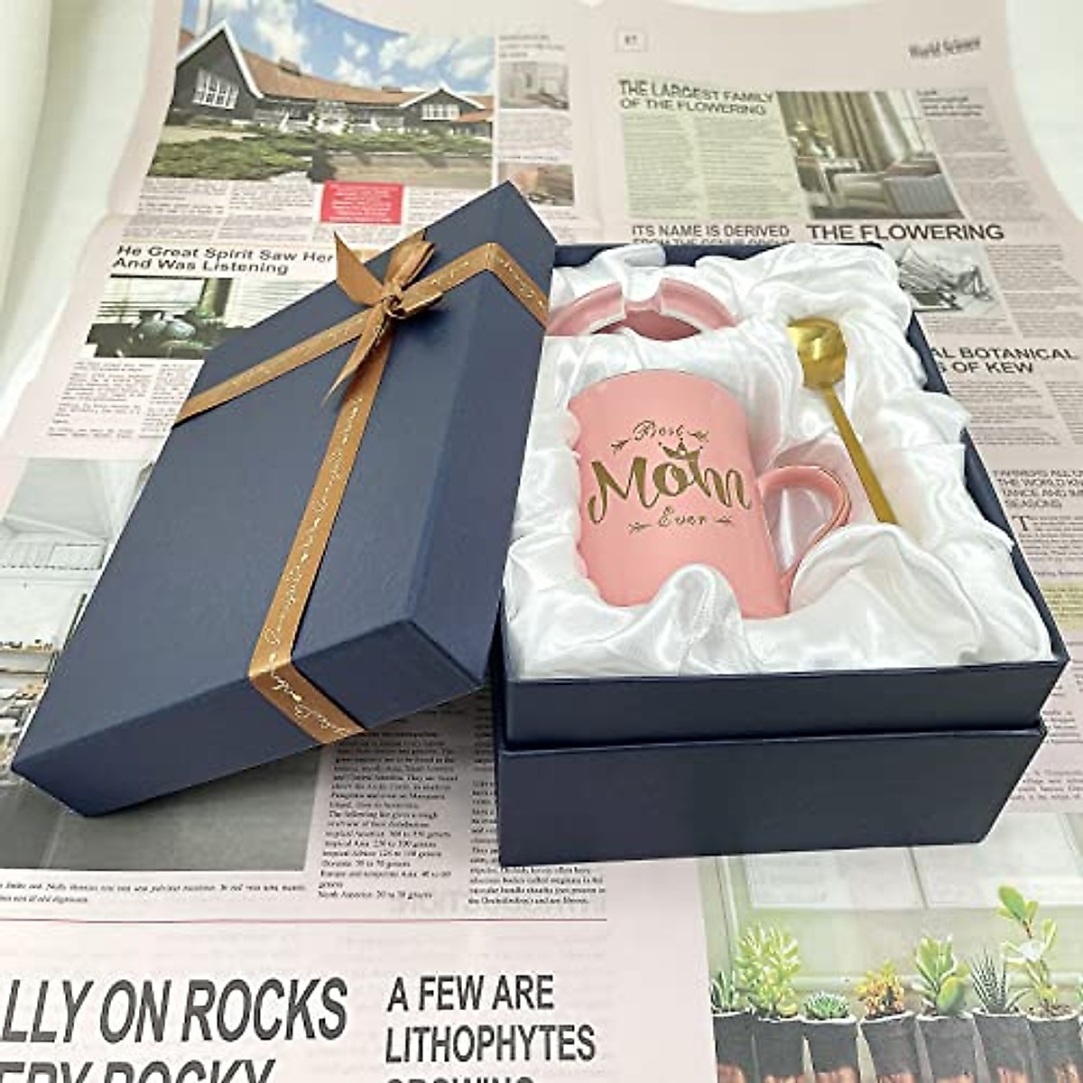 Gifts for Mom, EJTILAI Mom Gifts Birthday Gifts for Mom from Daughter Son, Mothers Day Christmas Day Gifts for Mom, 12 Oz Coffee Mug with Exquisite Box Packing Spoon, cup lids and greeting cards