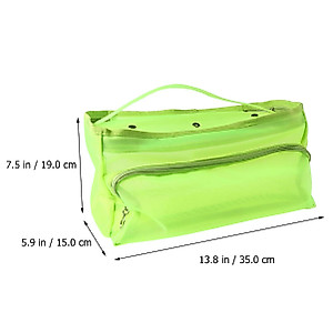 EXCEART Mesh Knitting Bag Woolen Yarn Tote Organizer Net Bag with Zipper Closure Carrying Knitting Needles Sewing Accessories (Light Green)