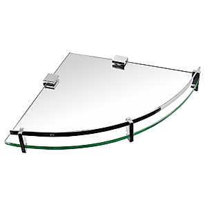 Mount-It! Glass Corner Shelf for Shower&Bathroom, Wall Mounted with Chrome Rail & 8mm Tempered Glass, 9.75 Inch