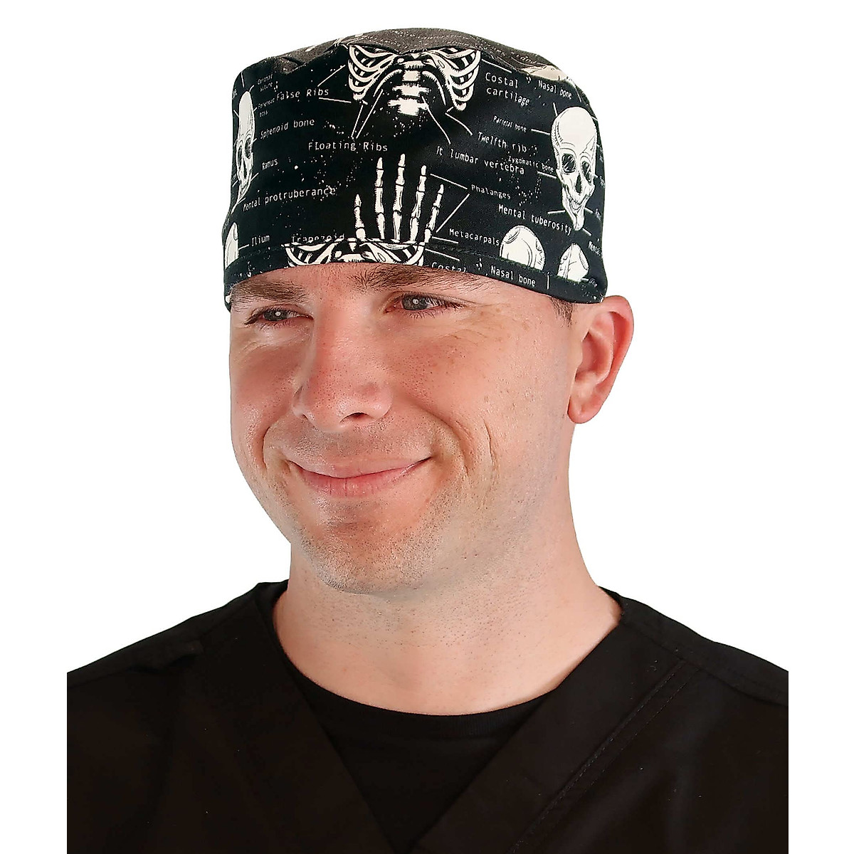 Sparkling EARTH Human Body Skeleton (Glows in The Dark) - Unisex Classic Surgical Style Scrub Working Cap - - 100% Cotton - Made in USA!