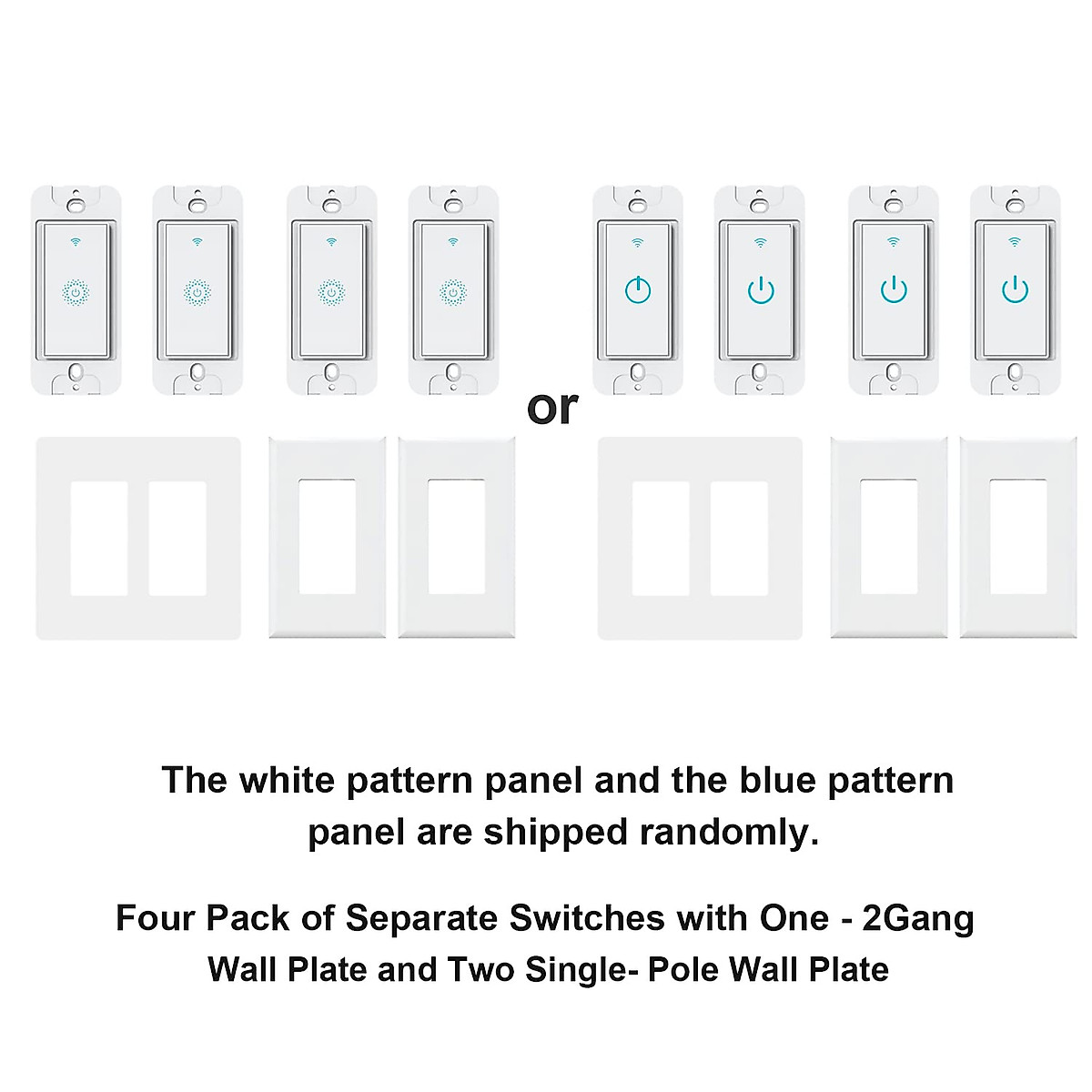 Smart Switch4 Pack, Double Smart Light Switch, Milfra in-Wall WiFi Smart Switch Compatible with Alexa and Google Home, No Hub Required, Neutral Wire Needed,2.4Ghz WiFi only. 4 Pack