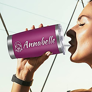 Personalized Tumbler with Names Lids and Straws Custom Tumblers Stainless Steel Women Kids Men Gift 20oz Laser Engraved Insulated Purple