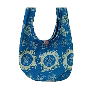 Lovely Creations's Hippie Boho New Elephant Crossbody Bohemian Gypsy Sling Shoulder Bag"Small" Size (Turtle Sky blue)