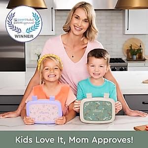 Bentgo Kids Prints Leak-Proof, 5-Compartment Bento-Style Kids Lunch Box - Ideal Portion Sizes for Ages 3-7, Durable, Drop-Proof, Dishwasher Safe, & Made with BPA-Free Materials (Dino Fossils)