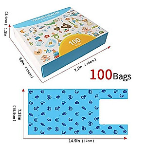 Disposable Diaper Bags with Easy-Tie Tabs, Degradable Diaper Trash Bags or Pet Waste Bags, With Cute Pattern Unscented Biodegradable Diaper Sacks, 200 Counts