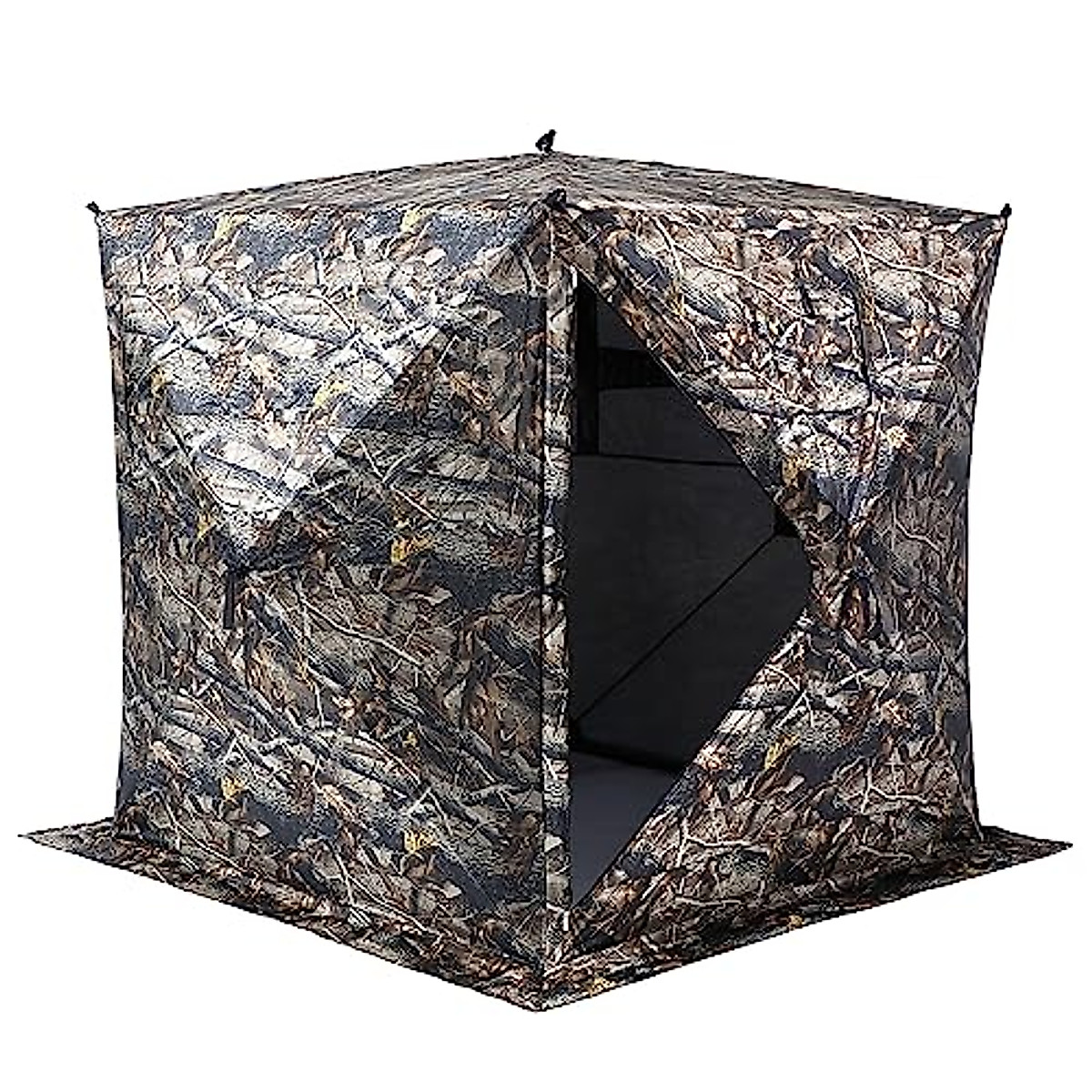 KEMIMOTO Hunting Blind 2-3 Person, See Through Ground Blind 270 Degree Pop Up, Portable Camo Tent for Deer & Turkey Hunting
