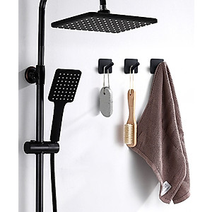 xdgeLoad Heavy Duty Adhesive Hooks, Bath Towel Hooks 24 Pack, Adhesive Wall Hooks for Bathrooms/Coat/Robe/Kitchen, Non-Punching self-Adhesive Hooks, Matte Stainless Steel Black