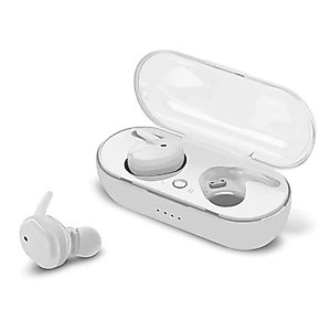 FNGOLUA TWS Wireless Headphones Bluetooth 5.0 Earphone Noise Cancelling Headset Stereo Sound Music in-Ear Waterproof Earbuds, White, A-007