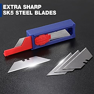 WORKPRO Utility Knife Blades, SK5 Steel Replacement Blades with Dispenser, Standard Blades for Box Cutter and Utility Knives, Pack of 50