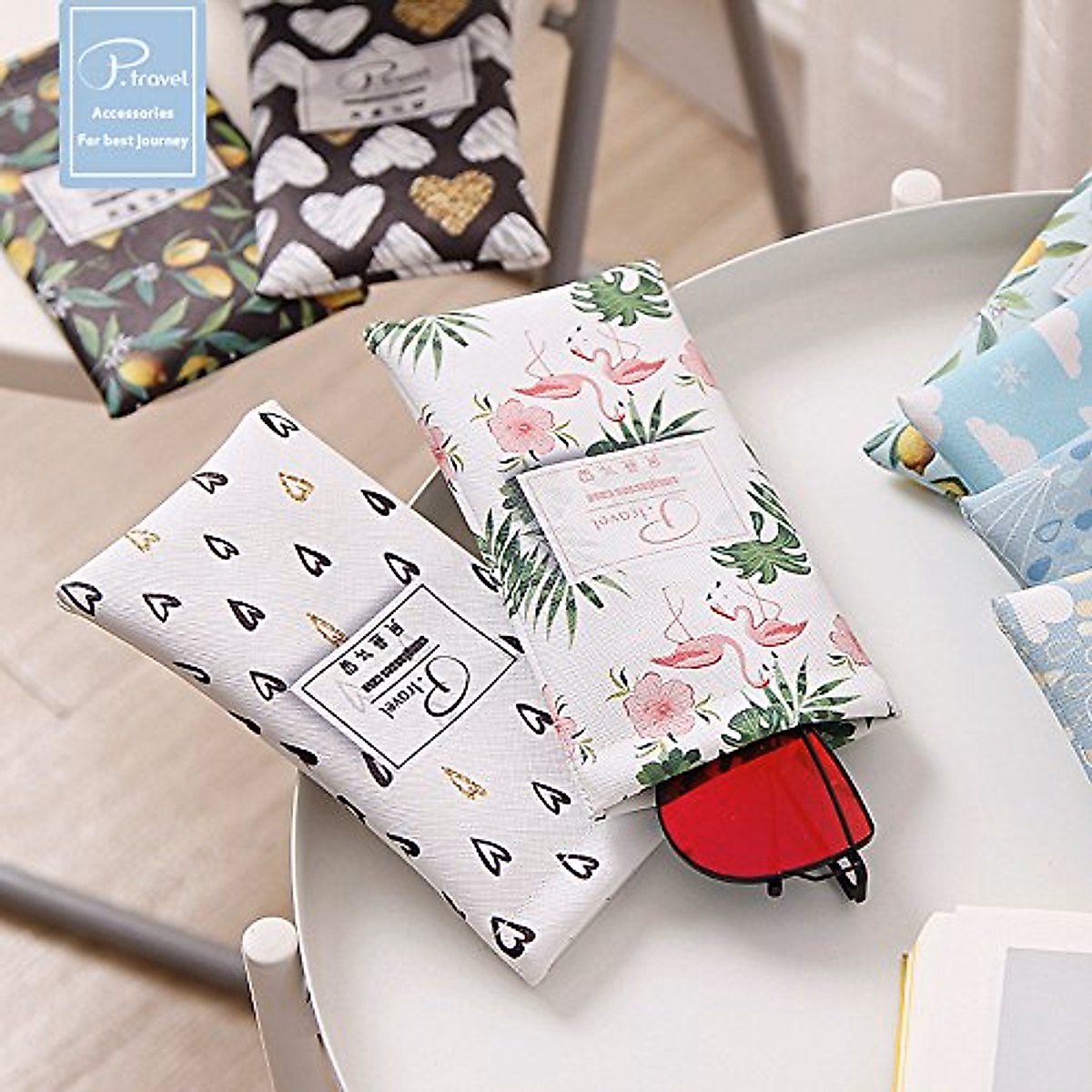 2PCS Portable Eyeglass Pouch Sunglass Goggles Case for Woman with Cleaning Cloth