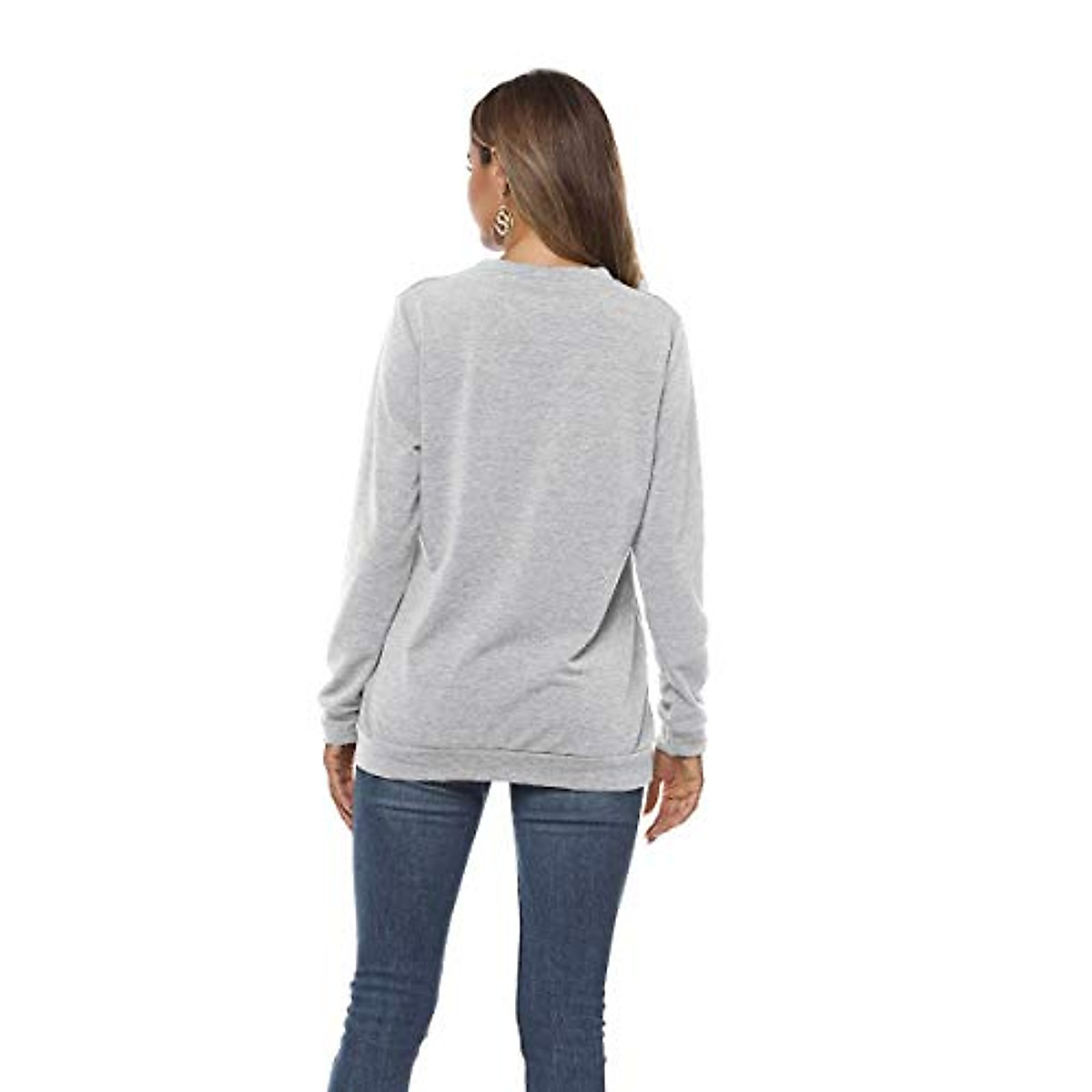 BLANCHES It's Just A Bunch of Hocus Pocus T-Shirt Women Sweatshirt Halloween Sanderson Sisters Long Sleeve Pullover Tops Gray