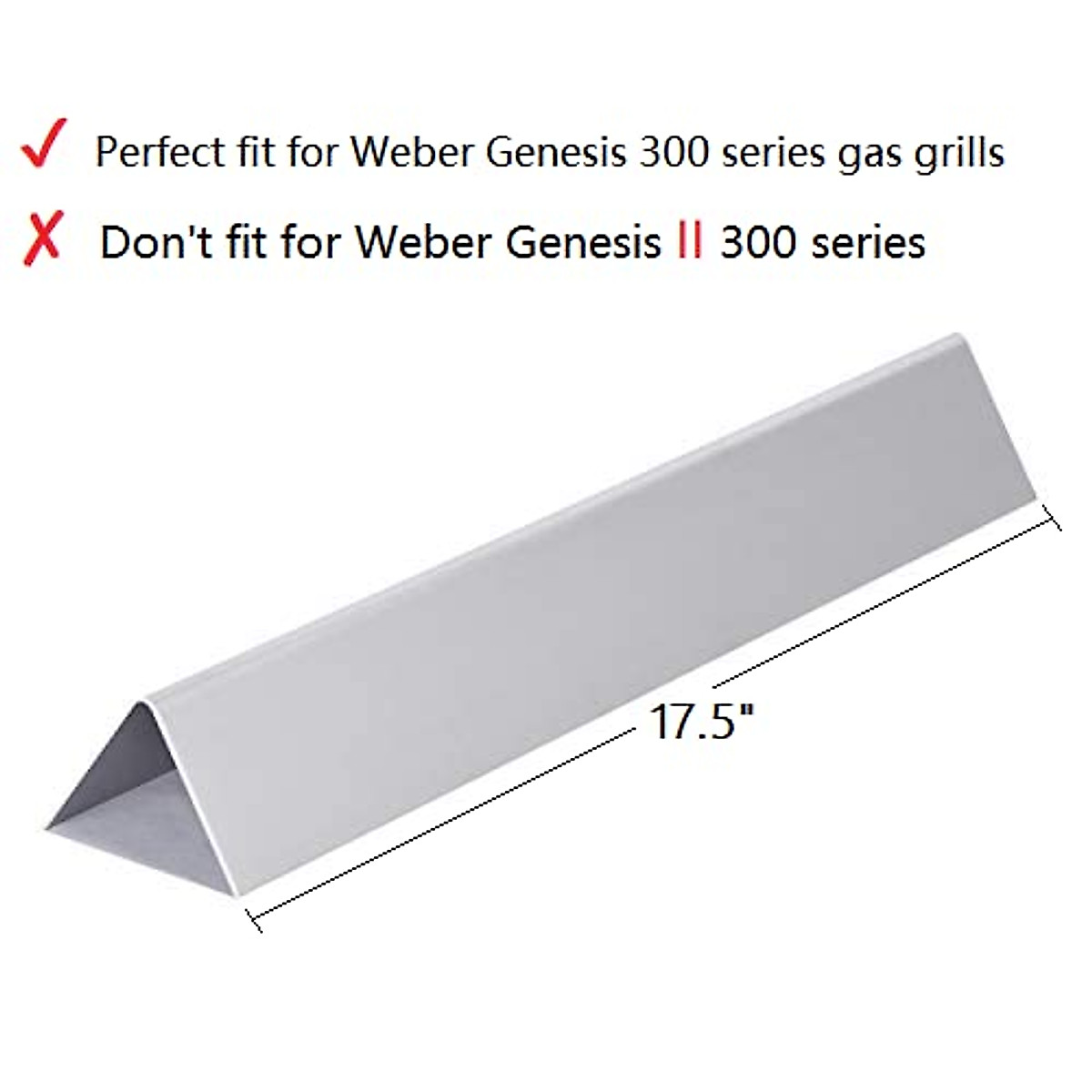 GasSaf 17.5 inch flavorizer bar and Heat Deflector Replacement for Weber 7620 7622, Genesis 300 Series E310 E320 E330 EP310 EP320 EP330 with Front Control Knob(2011&Newer)