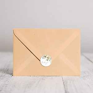 Cream & Taupe Watercolor Floral Thank You Labels / 500 Thanks Wedding Stickers / 1.5" Elegant Envelope Seals/Anniversary Thank You Stickers/Made in The USA