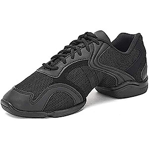 Skazz by Sansha Womens Dance Studio Exercise Sneakers Mesh Man-Made Rubber Split-Sole Majestic, Black , 3.5