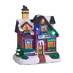 Lights4fun, Inc. Set of 5 Christmas Village Scene Battery Operated LED Light Up Holiday Decoration