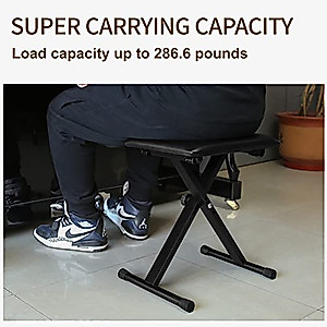 AODSK Keyboard Bench X-Style Cushion Padded,Piano Bench Adjustable Collapsible Stool Chair Seat,Flame Retardant Cotton,Non-Skid Design