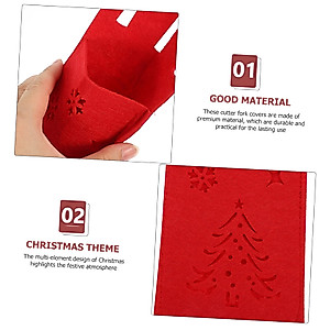 ABOOFAN 12 Pcs Christmas Tree Cutlery Bag Felt Christmas Silverware Bag Dinner Table Decorations Christmas Cutlery Bag Silverware Bags Grey Decor Tableware Bag Halloween Cutlery Fork