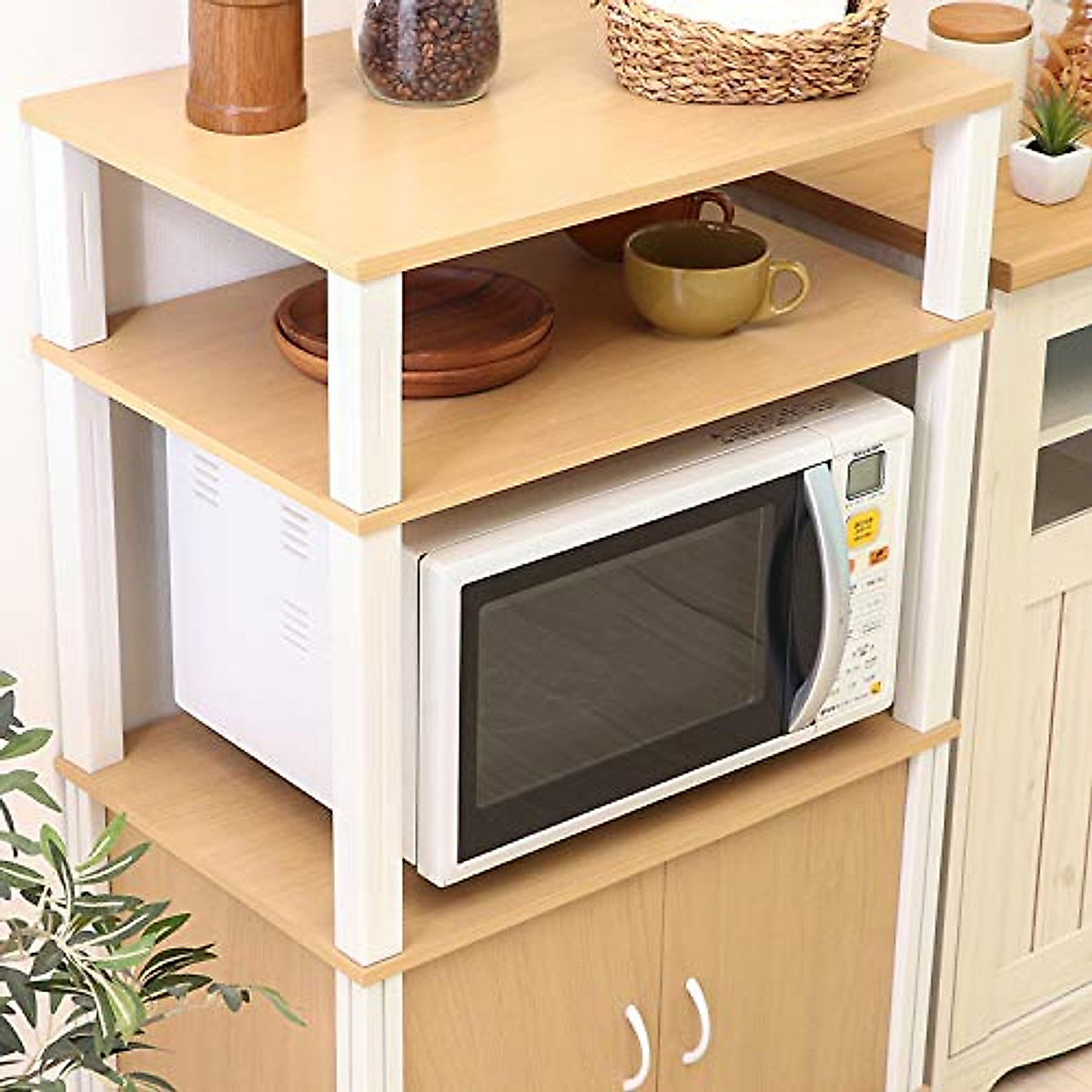 Fuji Boeki 99906 Multi Wagon, Kitchen Wagon, Width 23.5 inches (59.7 cm), Natural, White, Easy Assembly, Comes with Casters