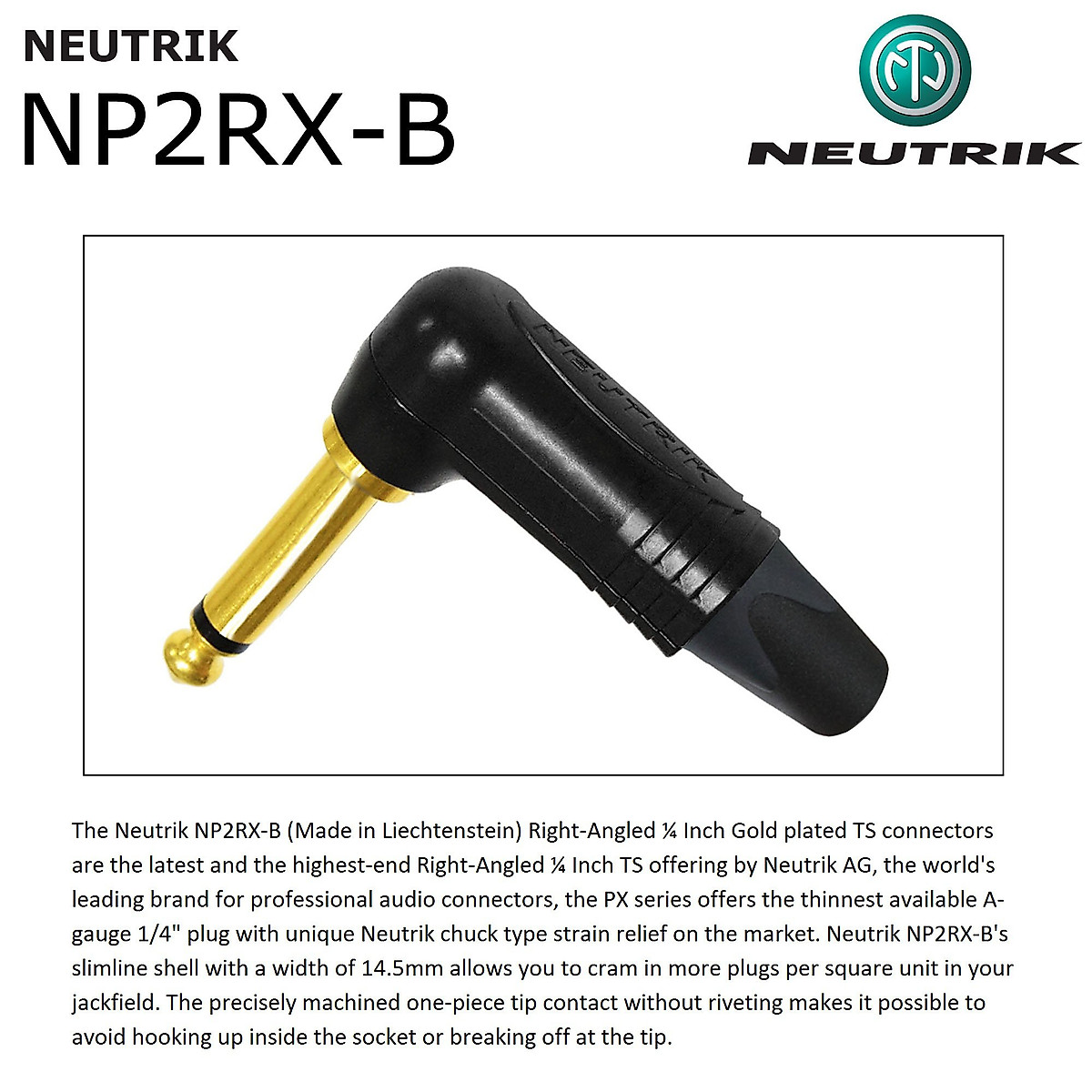 25 Foot - Gotham GAC-1 Ultra Pro - Premium Low-Cap (21 pf/F) Guitar Bass Instrument Cable – w/Neutrik Gold Straight to Angled ¼ inch (6.35mm) TS Connectors - Custom Made by WORLDS BEST CABLES