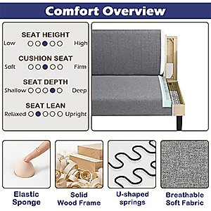 STHOUYN 43" W Mini Small Comfy Couch Armless Loveseat Sofa for Bedroom with USB Port, Velvet Small Couches for Small Spaces Living Room, Apartment Office Dorm (Grey)