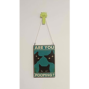 Black Cat Are You Pooping Funny Tin Signs Bathroom Wall Decor 8 x 12 Inch (918)