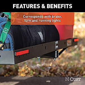 CURT 53201 Auxiliary Automotive LED Light Strips for Hitch Cargo Carrier, Bike Rack, 2-Pack, red