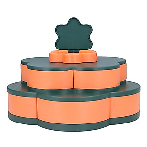 Snack Serving Tray with Lid, Fruit Serving Container, Flower Shape Appetizer Tray, Divided Plastic Food Storage Organizer Plate for Snack, Candy, Nut, Picnic(Double Layer)