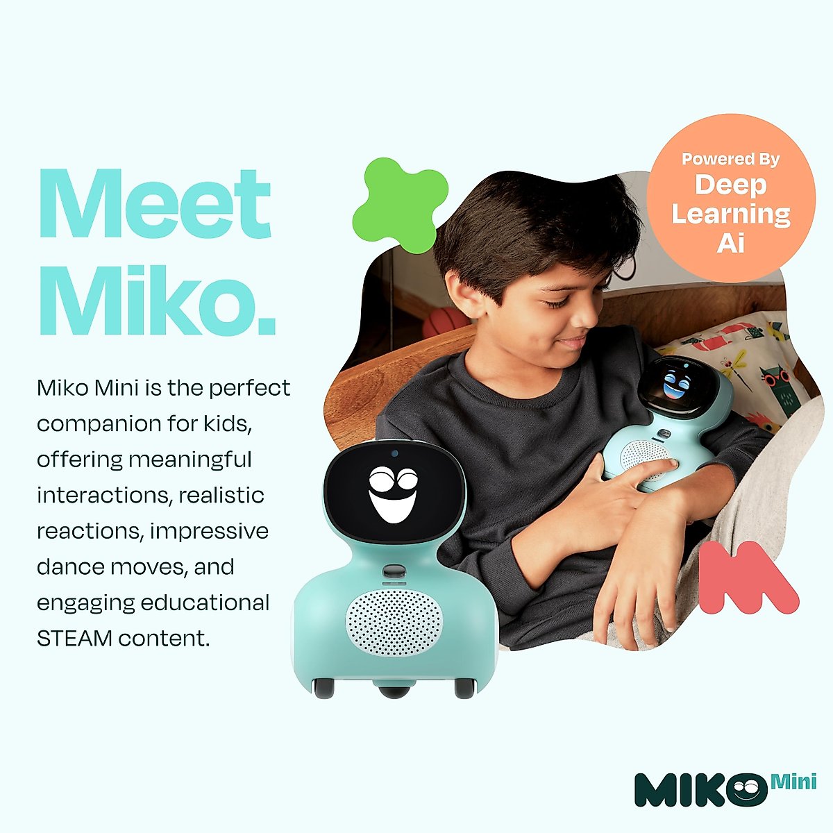 Miko Mini - Interactive Robot for Kids - For STEAM Learning - With Conversational AI - Tech Gift for Kids - Coding, Dancing Robot with Learning Games - For Boys & Girls Ages 4-10 - Blue