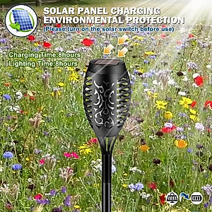 IYUTINA Outdoor Solar Lights for Yard, Mini Solar Torch Lights with Flickering Flame 12led Fire Torches Waterproof Landscape Christmas Decoration for Garden Patio Auto On/Off Dusk to Dawn (2 Pack)