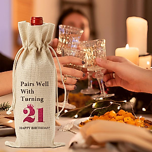 FBCCZEY Funny 21st Birthday Gifts for Her Him Birthday Gifts for 21 Year Old Women Men Wine Bag Happy Anniversary 21st Birthday Party Supplies Decorations for Her Him Son Friends Wine Bags