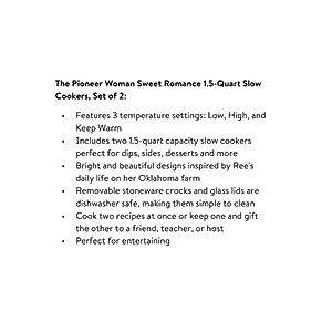 The Bake Shop Pioneer Woman Small 1.5 Quart Slow Cooker 2 Pack Set Sweet Romance Floral and Gingham, multi