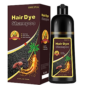 Fvquhvo Natural Instant 3 in 1 Hair Color Dye Shampoo for Gray Hair - Men & Women, Long Lasting Dark Brown