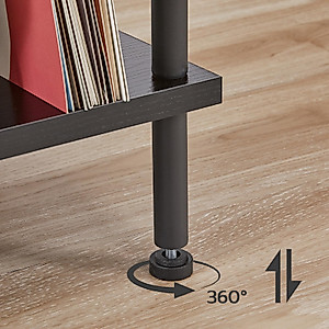 HOOBRO 3-Tier Record Player Stand, Vinyl Record Holder with Charging Station, Record Player Table with Storage Shelf, Turntable Stand for Music Room, Living Room, Bedroom, Black BB02URS01