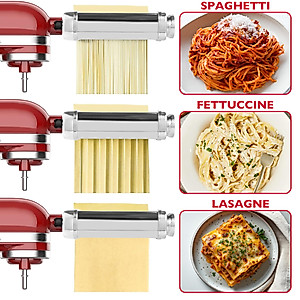 Wiselet Stainless Steel 3 In 1 Pasta Maker Attachment for KitchenAid Stand Mixer, Included Pasta Sheet Roller Spaghetti and Fettucine Cutter, Heavy Duty Sturdy and Durable