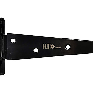 HLMOptimo Heavy Duty T Hinge Tee Hinge T Strap Hinge Shed Hinge Gate Hinge Barn Hinge Fence Hinge Door Hinge Wrought Rustproof All Size Black (6 pcs, 10 inch)