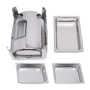 BANLICALI 2 Pan Chafing Dish, Stainless Steel Roll Top Chafing Dish Buffet Set, 9L/9.5QT Commercial Chafer Chafers Catering Rolling Buffet Servers with Warmers for Party Hotels Silver 400W 110V