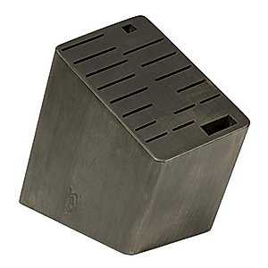 Shun Cutlery 17-Slot Angled Knife Block, Hardwood Block with Attractive Dark Stain, Authentic, Japanese Universal Knife Block, Knife Holder for Kitchen Counter