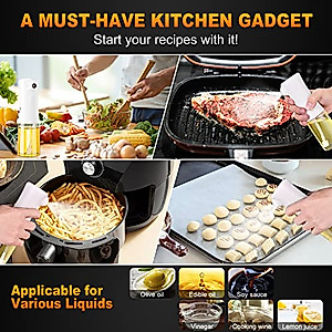 Secmote Electric Oil Sprayer for Cooking, Olive Oil Spray Bottle, Glass Oil Sprayer Mister, Real Fine Mist Oil Spritzer Dispenser, Kitchen Gadgets for Salad, Baking, Air Fryer, Roasting, Frying