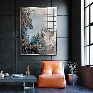 Acrylic Glass Picture Sea of Secrets Beige Abstract Art Modern Art Size 80 x 60 cm Silver