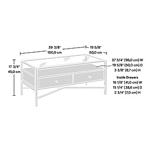 Sauder Harper Heights Coffee Table, L: 39.37" x W: 19.69" x H: 17.72", White Finish