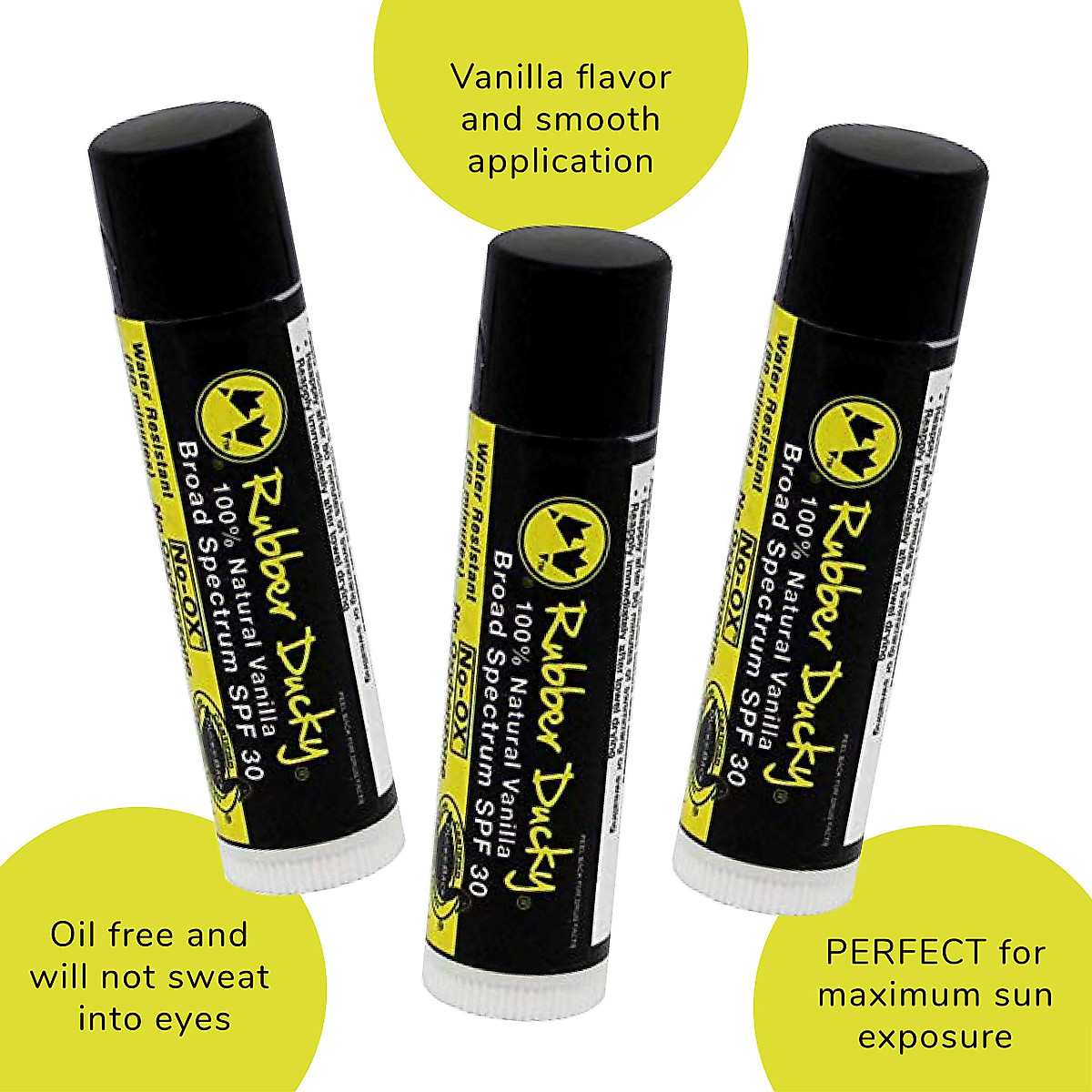 Rubber Ducky Mineral Lip Balm SPF 39 - Lip Sunscreen | Reef Safe Sunscreen | Water Resistant | Vegan | Broad Spectrum Lip Care | Vitamin E for Moisturized Lips | Coconut Flavor | .15 oz Each | 3 Pack