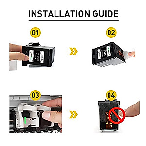 65 Ink Cartridges Black Combo Pack Ink Cartridge Replacement for HP 65 Black Ink Cartridge for DeskJet 3755 2655 3700 3720 3730 3735 2622 2624 2652 Envy 5055 5052 5058 for HP Ink 65(2Black)