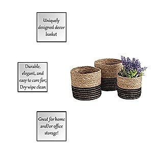 47th & Main Cylinder Basket Set, Small, Seagrass-Black Stripe