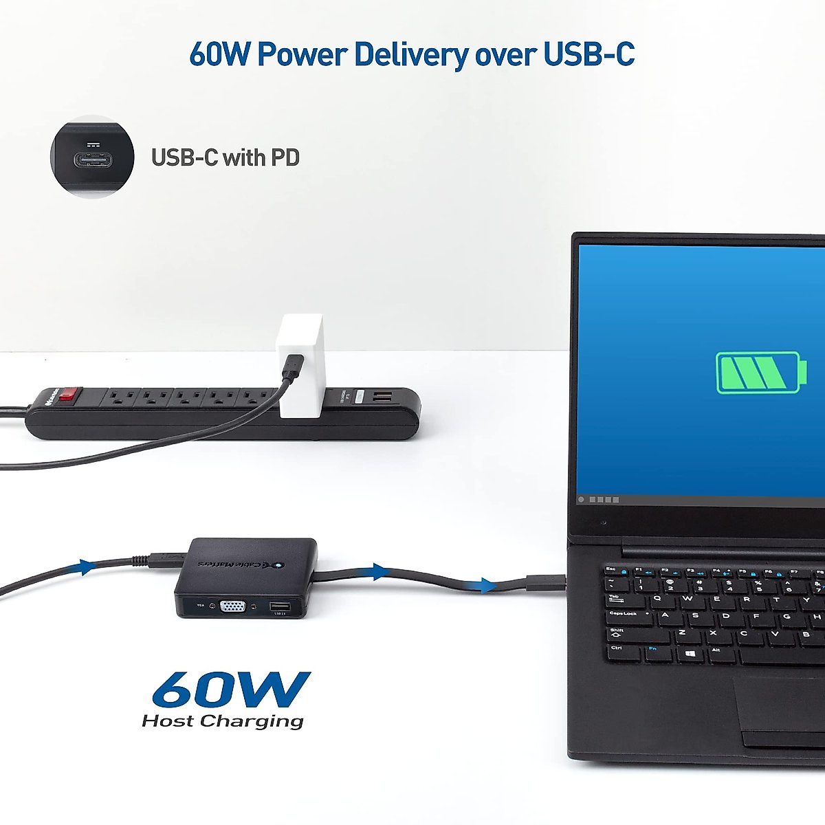 Cable Matters USB C Hub with HDMI, DisplayPort, VGA, USB 2.0, Fast Ethernet, 60W Charging - Thunderbolt 4 / USB4 / Thunderbolt 3 Port Compatible with MacBook Pro, Dell XPS, HP Spectre x360 and More