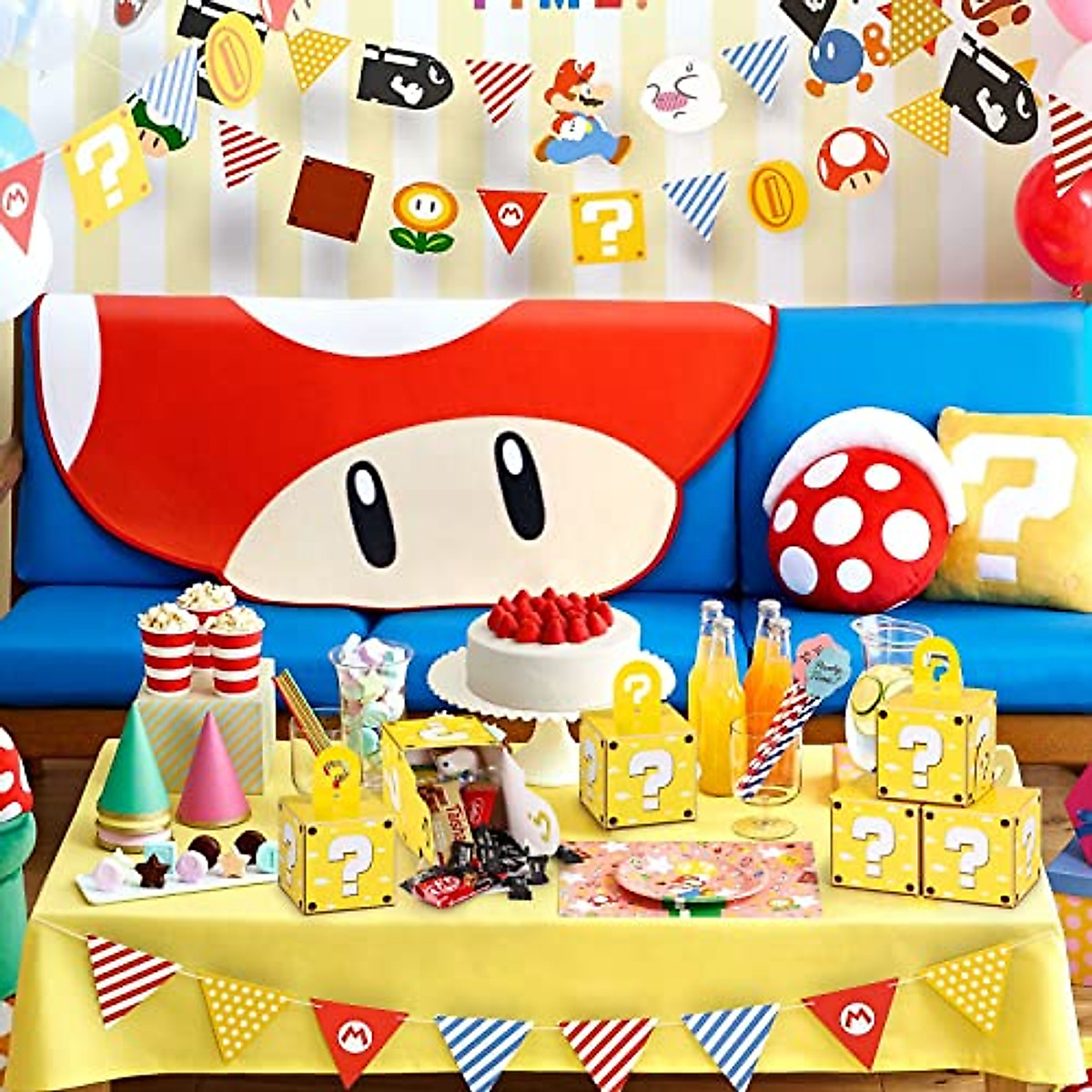 Waenerec 36PCS Video Game Party Favor Mystery Box Small Goodie Treat Boxes Question Mark Box Gift Bags Brick Comic Candy Boxes for Gift Giving Video Games Theme Birthday Party Decorations Supplies