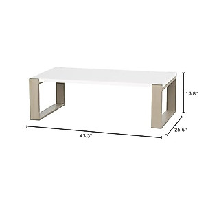 Safavieh Home Collection Bartholomew Mid-Century Modern White and Grey Lacquer Coffee Table
